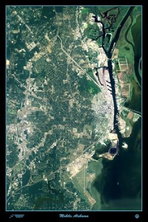 Amazon.com: Satellite Map of Mobile, Alabama. Satellite poster map ...