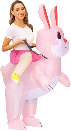 LUVSHINE Inflatable Rabbit Costume Ride on Bunny Costume Adult Easter ...