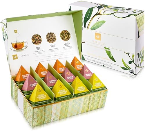 Amazon.com: Teabloom Radiant Greens – Organic Green Tea Sampler with 12 ...