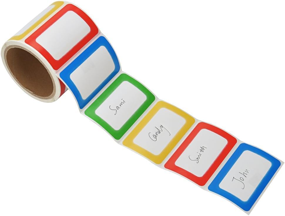 Buy Colorful Plain Name Tag Labels 300 Stickers Name Tag Stickers 3 1/2 ...