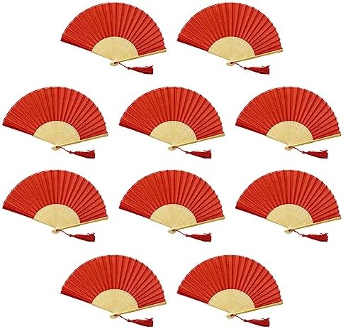 Amazon.com: FANSOF.FANS Pack of 10 Fabric Handheld Fan with a Tassel ...