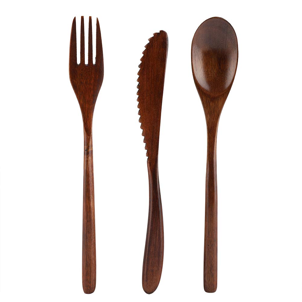 Amazon.com | Wooden Utensils for Eating, Japanese Reusable Dinnerware ...