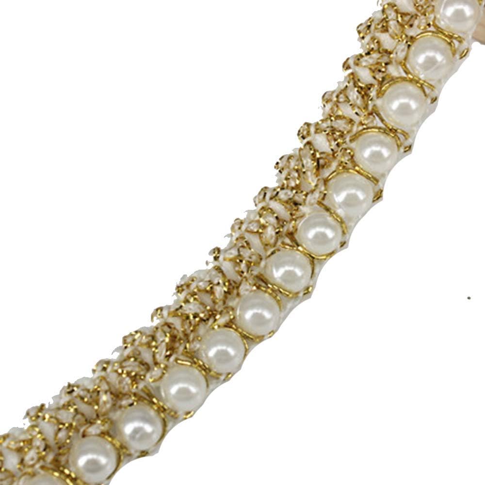 Amazon.com: URROMA Gold Pearl Lace Trim, 10 Yards Gold Lace Pearl ...