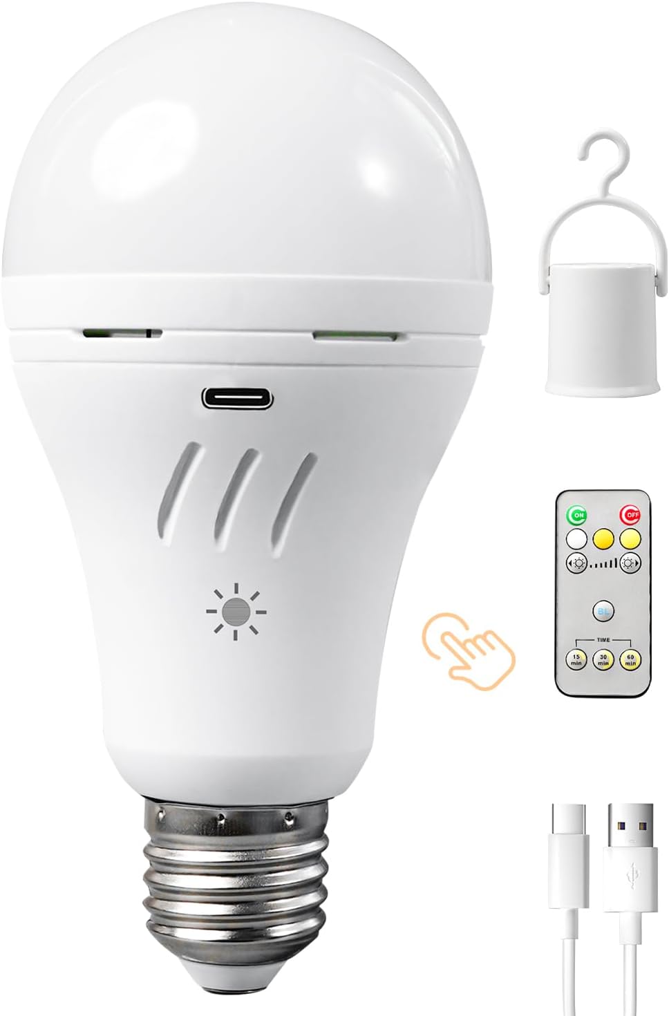 USB Rechargeable Light Bulb, 2600mAh Battery Light Bulb, 7W LED Bulb ...