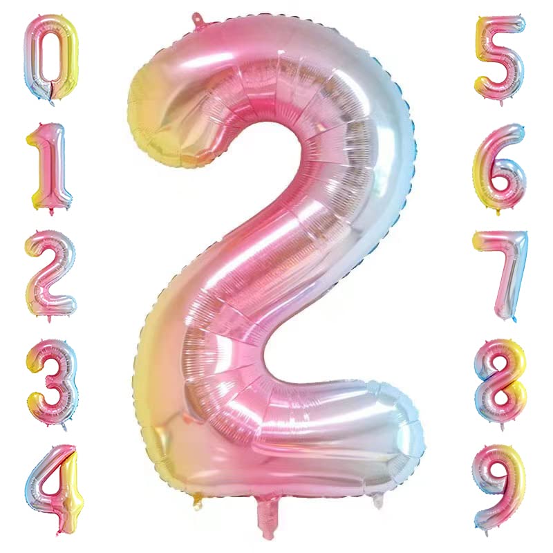 Amazon | HIYEAR 誕生日 飾り付け 数字 バルーン 大きい 40インチ 90cm 虹色 アルミ風船記念日 お祝い ハッピーバースデー (2,虹色) | 風船・バルーン | おもちゃ