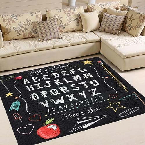 Amazon.com: Back to School Black Board Class Room Rug, ABC Area Rugs ...