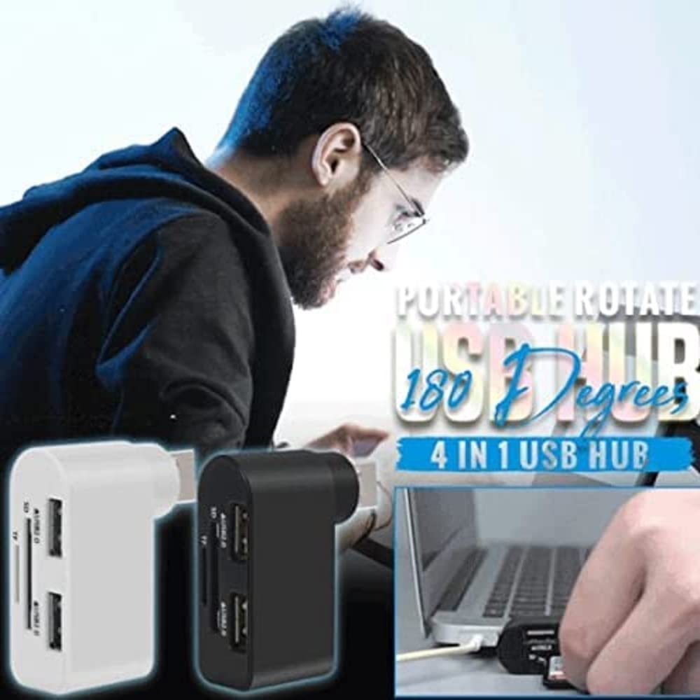 Buy Portable 180 Degrees Rotate USB Hub,Mini Rotate Splitter Adapter ...