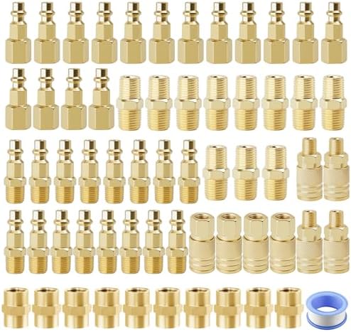 Air Coupler & Plug Kit,62 Pcs 1/4" NPT Air Tool Fittings Set,Quick Connect Air Hose Fittings Air ...