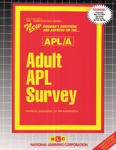 Adult Apl Survey Apl/A (Admission Test Series (ATS)): Passbooks ...