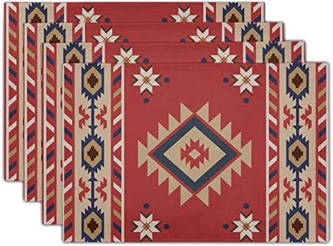 Amazon.com: Southwestern Linen Placemats Set of 4 12x18 Inch Rustic ...