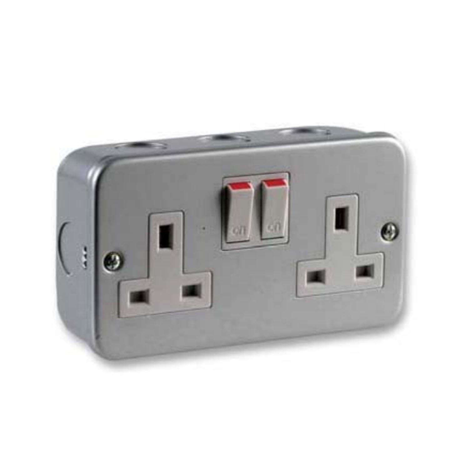 Buy Ex-Pro[1 PACK] 2 Way Double Mains Metal Clad Switched Socket Outlet ...