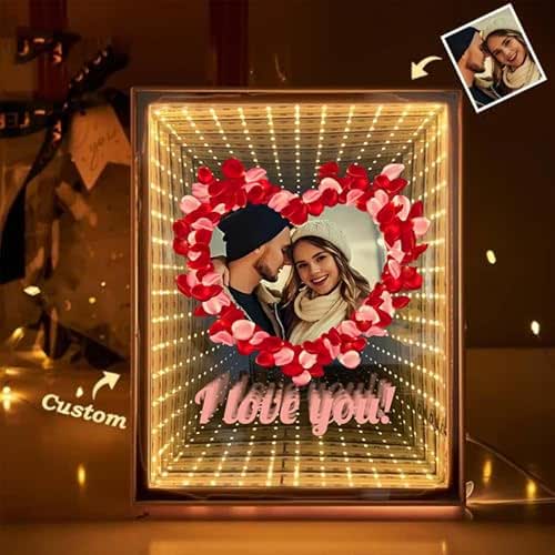 Amazon.com: Personalized 3D Mirror Light Box With Couple Photo Custom ...
