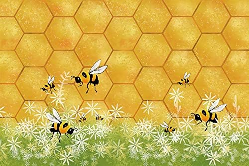 Amazon.com : OERJU 8x6ft Busy Bee Backdrop Gold Honeycomb Spring White ...
