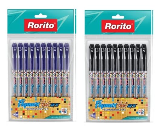 Rorito New Flymax GX/DZ Gel Pen Blue 10 Black 10, Set of 20 Blue 0.5 MM ...