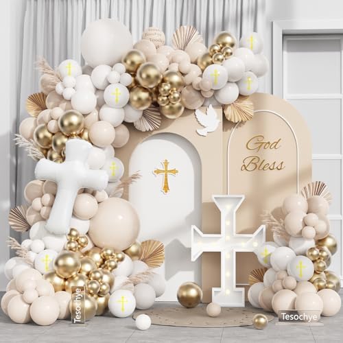 Amazon.com: First Communion Dusty Blue Balloon Garland Arch Kit, Boys ...