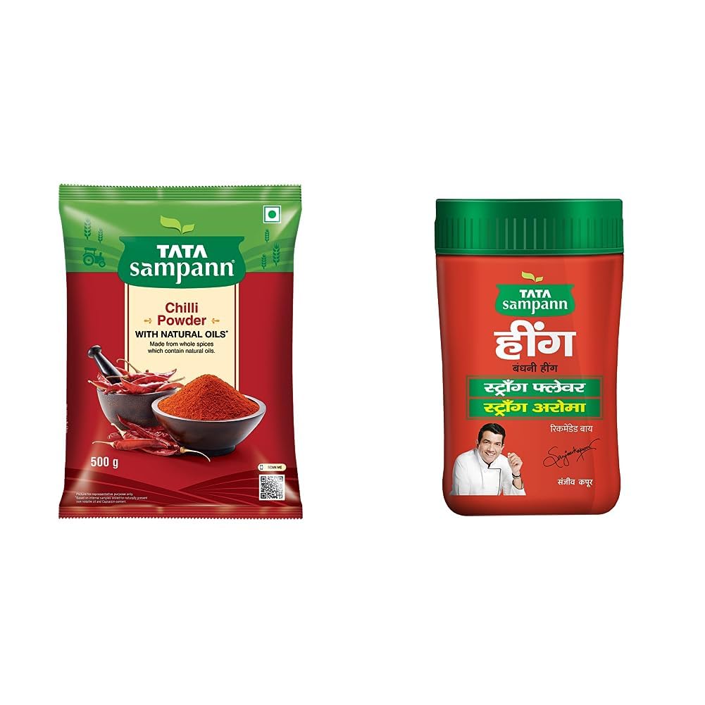 Tata Sampann Chilli Powder With Natural Oils, 500g & Tata Sampann Hing ...