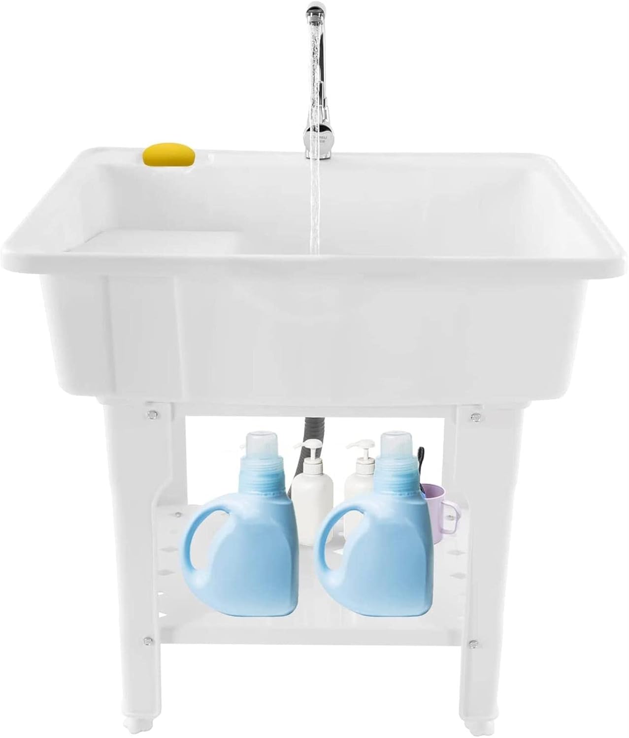 Gvqng Freestanding Plastic Laundry Sink with Washboard, Space Saver ...