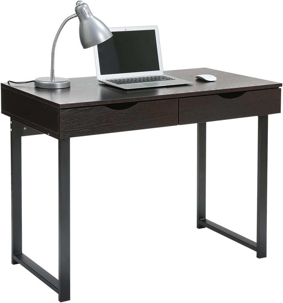 Amazon.com: LANGRIA Modern Computer Desk Console Table with 2 Drawers ...