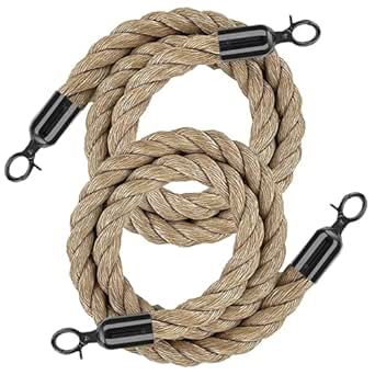 Stanchion Ropes with Polished Hooks 2PCS, Twisted Queue Divider Crowd ...
