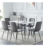 HomJoy Dining Table and 4 Chairs Set, Modern Design PU Seat Lounge ...