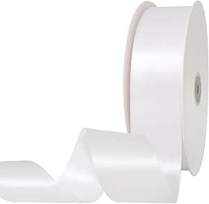 Amazon.com: Maclemon 100 Yards Double Face White Satin Ribbon 1-1/2 ...