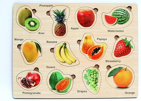 CRAFTICK Educational Board for Kids Set of 1 Multicolor Wooden Fruits ...
