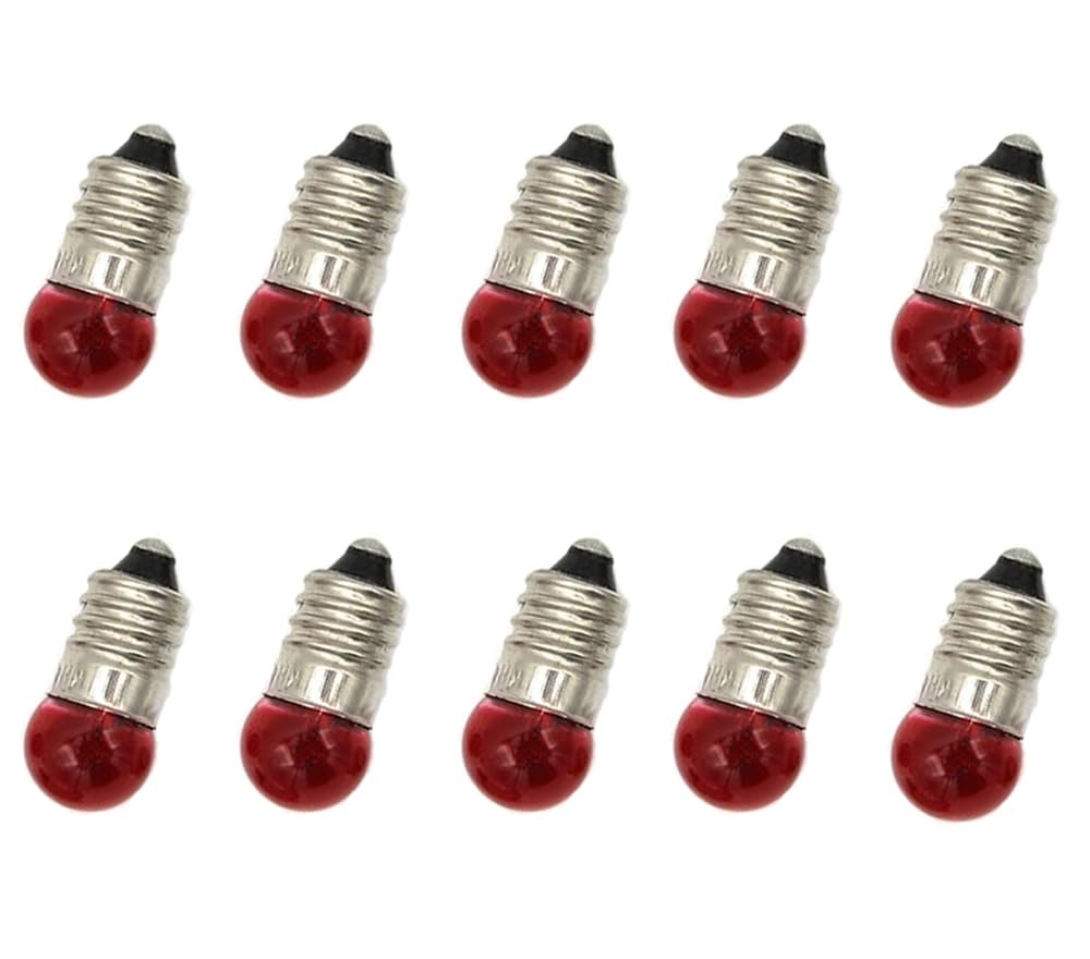 Generic Red E10 Miniature Screw Base Light Bulbs 2.5V Flashlight Lamp ...
