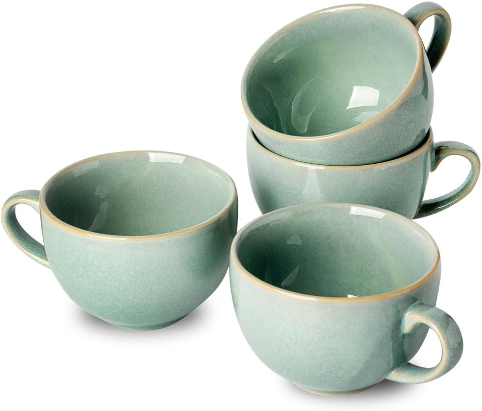 Amazon.com | HVH Ceramic Soup Mug Set of 4, 24 Ounce Jumbo Soup Mug, Soup Bowls with Handles ...