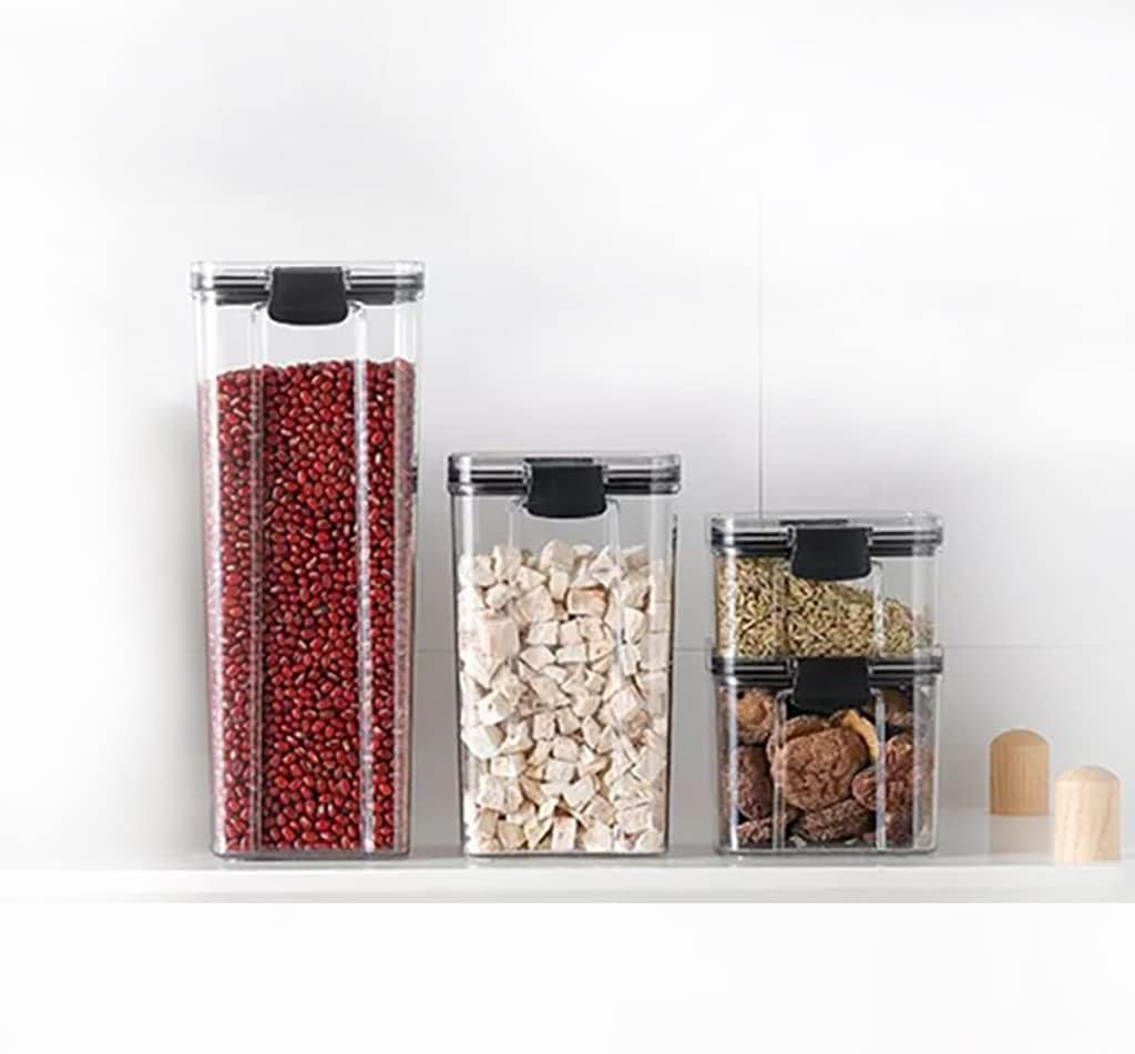 Amazon.com: 4 pcs Airtight Plastic Food Container Jars Set With Lid ...