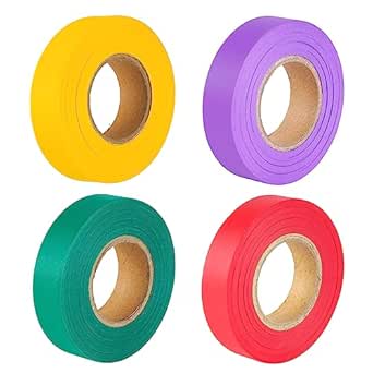 KIWIHUB 4 Assorted Colors Flagging Tape - Non-Adhesive Neon Marking ...