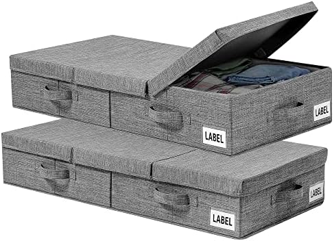 YAJIAYA 2Pack Underbed Storage Box with Lid - Foldable Clothes Storage ...