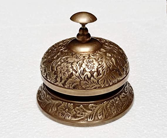 Buy Hand Crafted Brass Table Bell with Traditional Round Pedestal ...