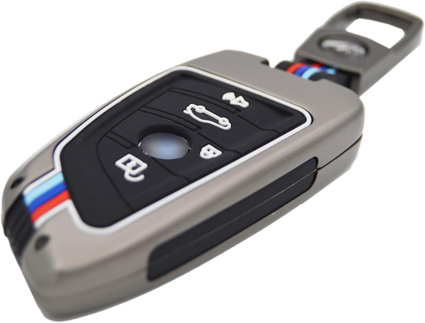 Amazon.com: 3 Stripes 2-Layers Metal+Silicone Key Fob Cover for BMW 1 2 ...