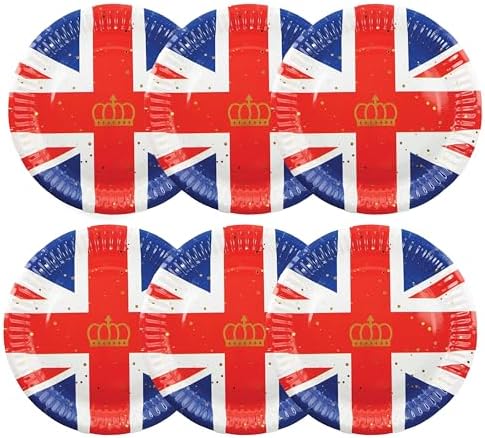 Sparkles Partyware Union Jack Plate - Pack of 10 7" Paper Plates with ...