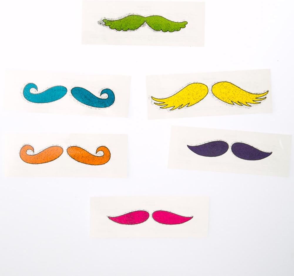 Amazon.com: Fun Express Glitter Mustache Tattoos (12 Count) : Toys & Games