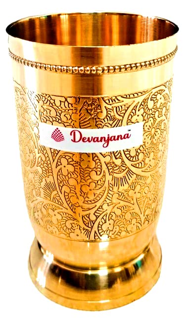 Buy devanjana™ Pure Brass Glass Tumbler Designer Glass Peetal Glass ...