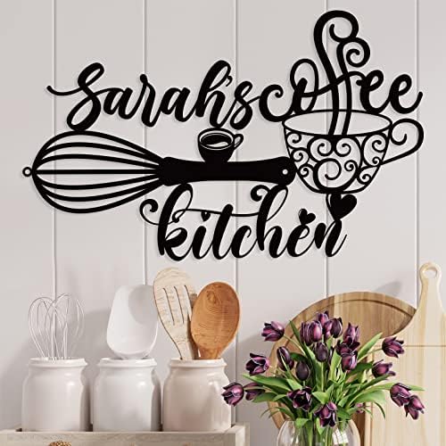 Amazon.com: Personalised Kitchen Sign, Kitchen Metal Sign With Coffee ...