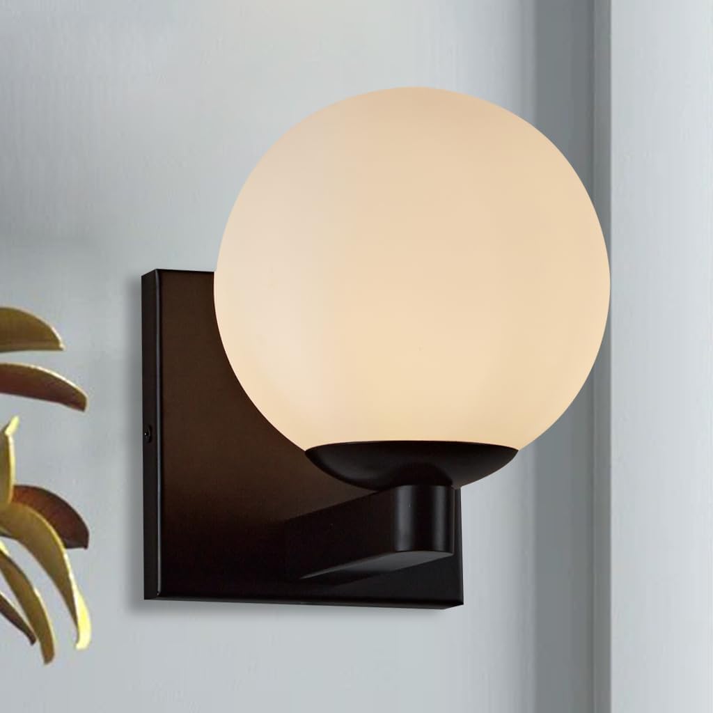 Modern Wall Light Fixture, Single Globe Spherical Vanity Lights with ...
