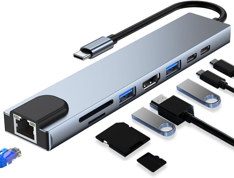 Amazon.com: USB C Hub Multiport Adapter 4K HDMI 8-in-1 USBC Hubs ...