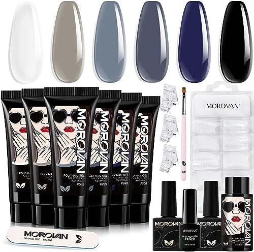 Amazon.com : Morovan Poly Gel Nail Kit Poly Extension Nail Gel All In ...