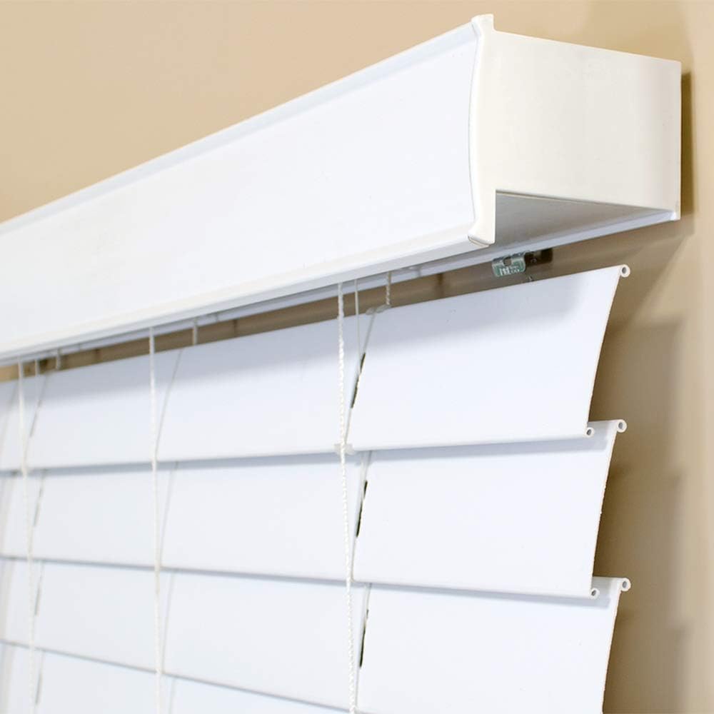 Buy Lumino 2-inch Flat Slat Faux Wood Cordless Room Darkening Blinds ...