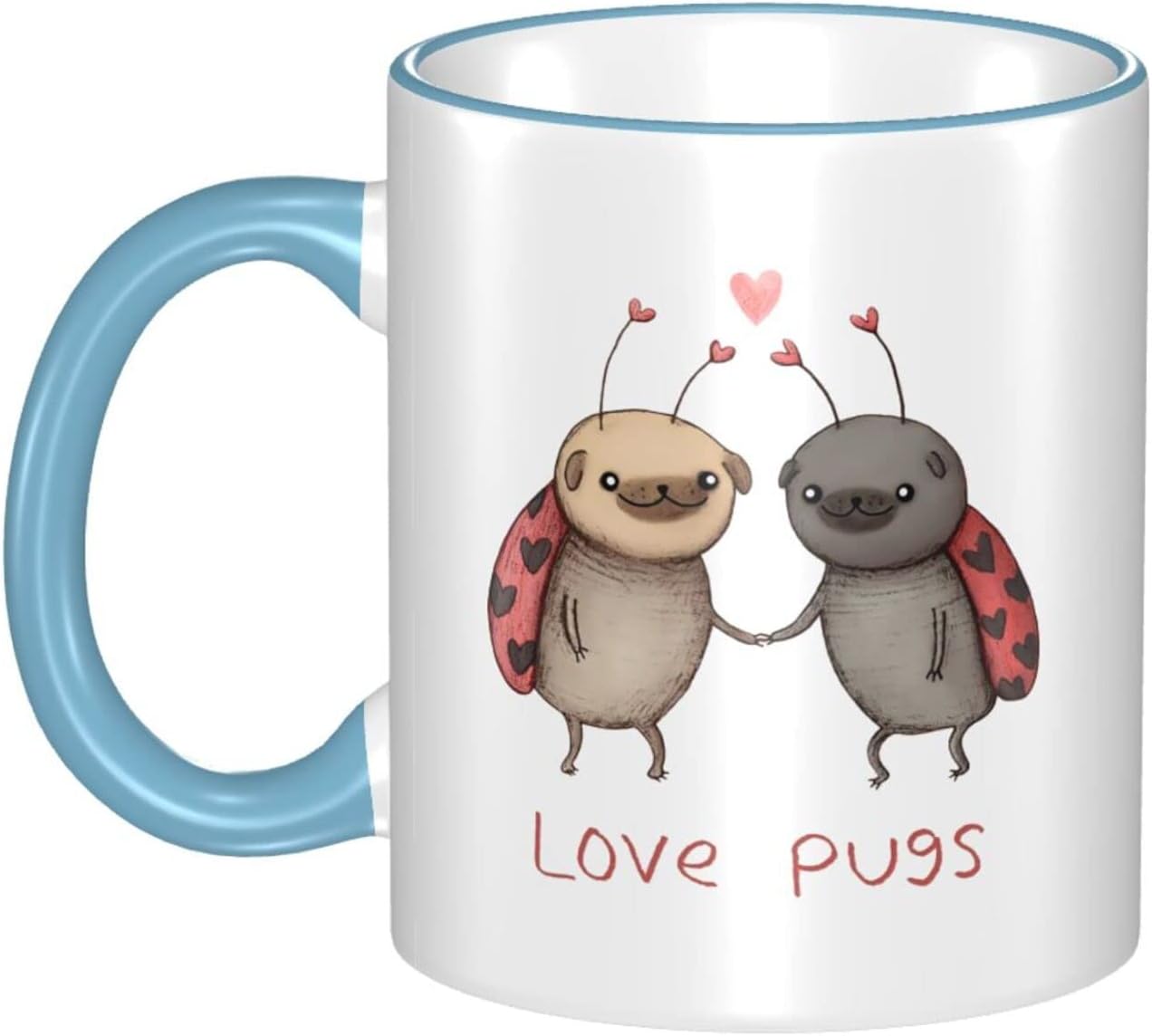 Amazon.co.jp: マグカップ Love Pugs 330ml 陶器 電子レンジ対応 セラミック 陶磁器 保温保冷 食器 コーヒー オーブン おしゃれ 耐熱 繰り返し使用 母の日 マグ ...