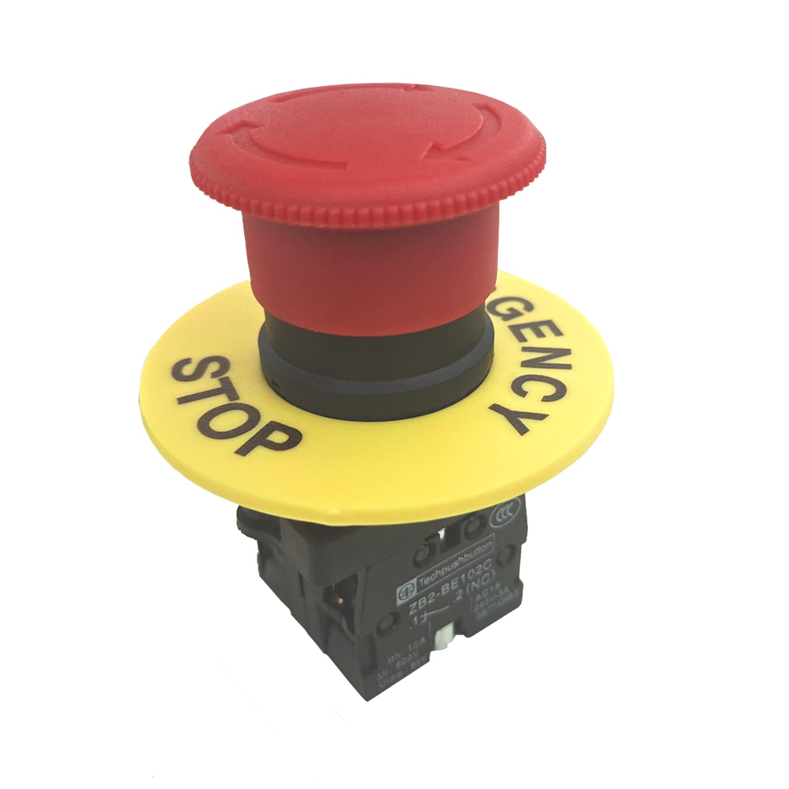 Snapklik.com : YQBOOM 22mm 2 NC Red Mushroom Emergency Stop Push Button ...