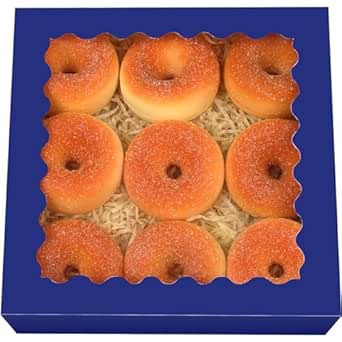 Amazon.com: qiqee Navy Blue Pastry Box With Window 8x8x2.5 inch Donut ...
