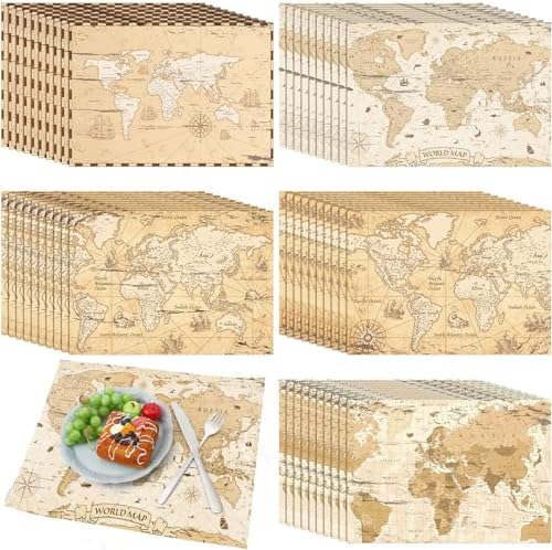 Amazon.com: Gift Boutique 50 Disposable World Map Paper Place Mats 11 ...