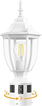 Lamomo Motion Sensor Outdoor Post Lights, Dusk to Dawn Lamp Post Light ...