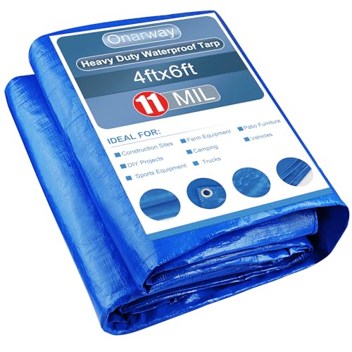 Poly Tarps Heavy Duty Waterproof: Blue Tarpaulin 11Mil Thicken 4x6 Ft ...