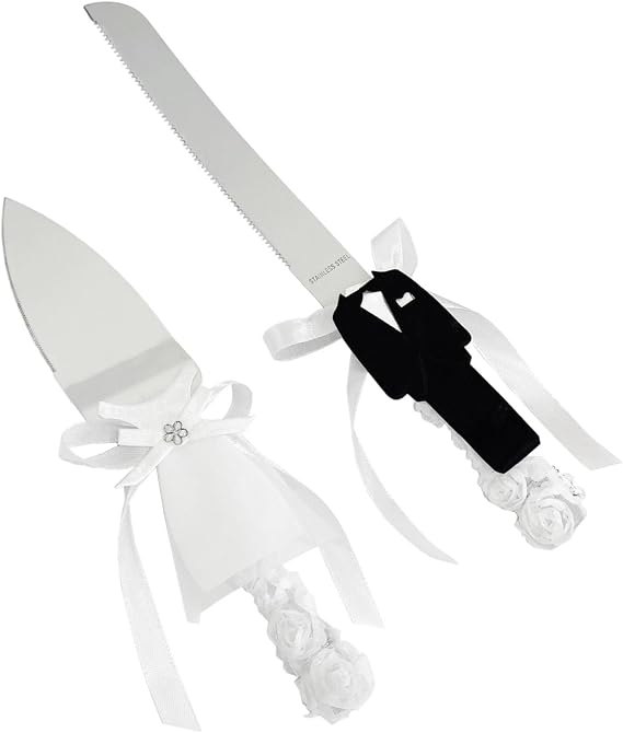 Amazon.com | SWTOOL Wedding Cake Knife and Server Set - Bride & Groom ...