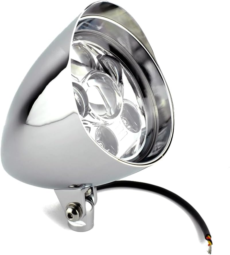 Amazon.com: Chrome Billet Custom Headlight 5-3/4" Tri-Bar Compatible ...
