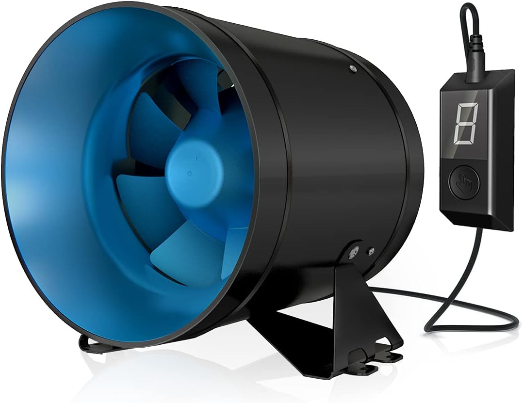 TerraBloom ECMF-200, Quiet 8" Inline Duct Fan with 0-100% Variable ...